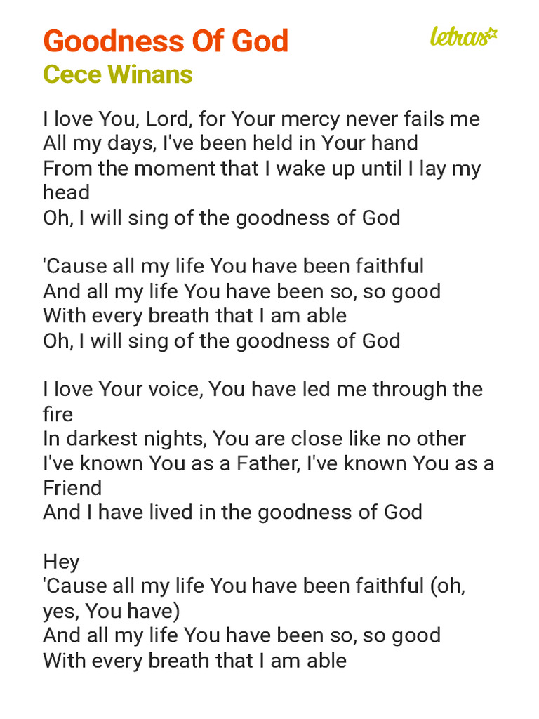 Goodness of God - Cece Winans (Impressão) | PDF