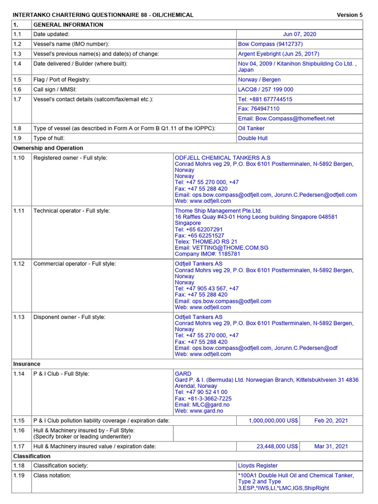 Bow Compass q88 01jul2020 | PDF | Tonnage | Ships