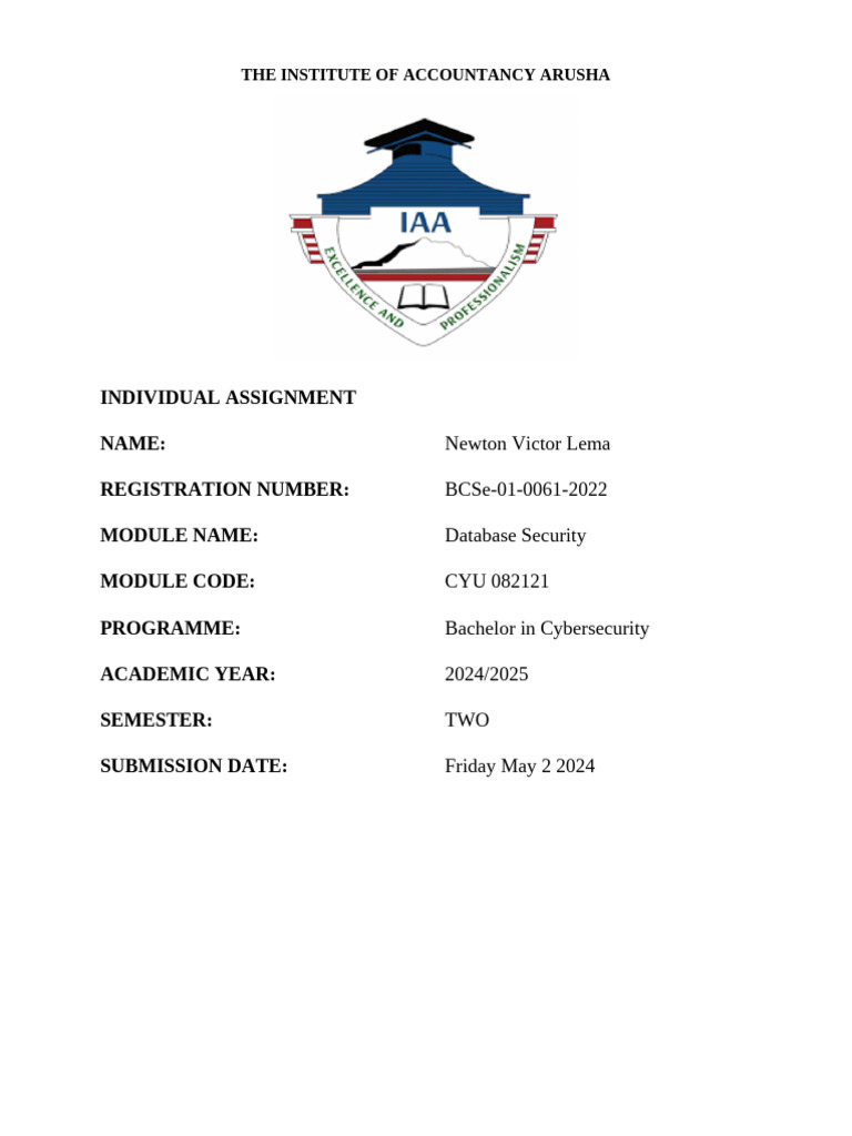 Database Assignment BCSe 01 0061 2022 | PDF