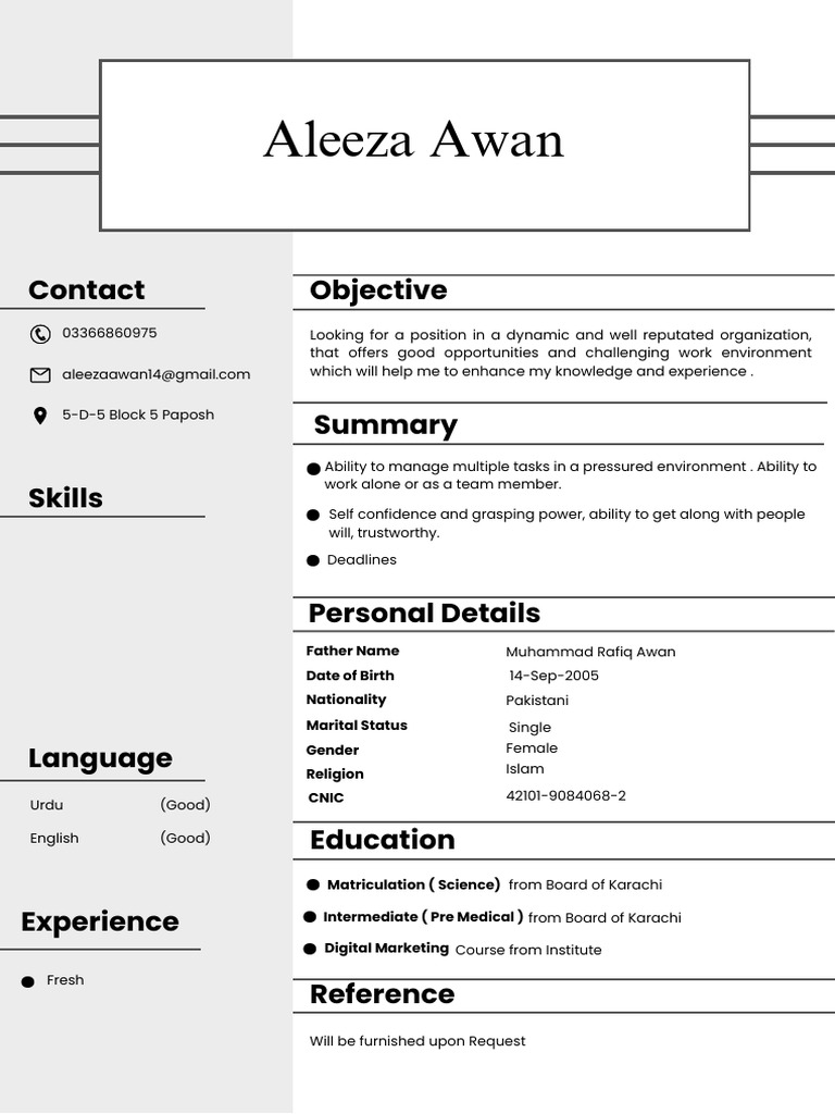 Grey and White CV Resume - 20241124 - 002425 - 0000 | PDF