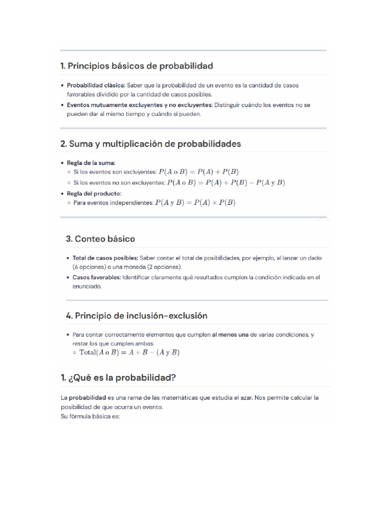 Cuestionario Probabilidades | PDF