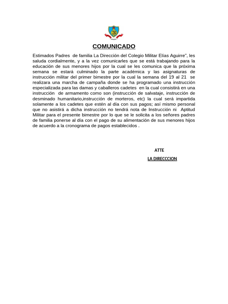 Comunicado 1 | PDF