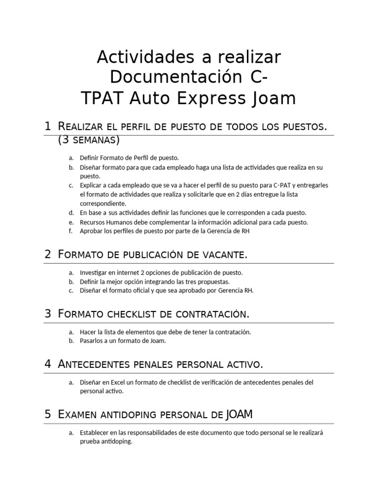 Requisitos C-TPAT RH | PDF
