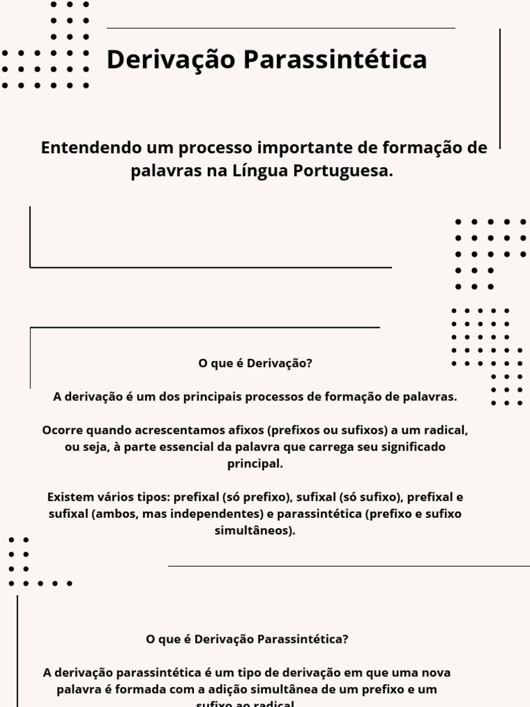 Derivação Parassintética na Língua Portuguesa | PDF | Tipologia ...