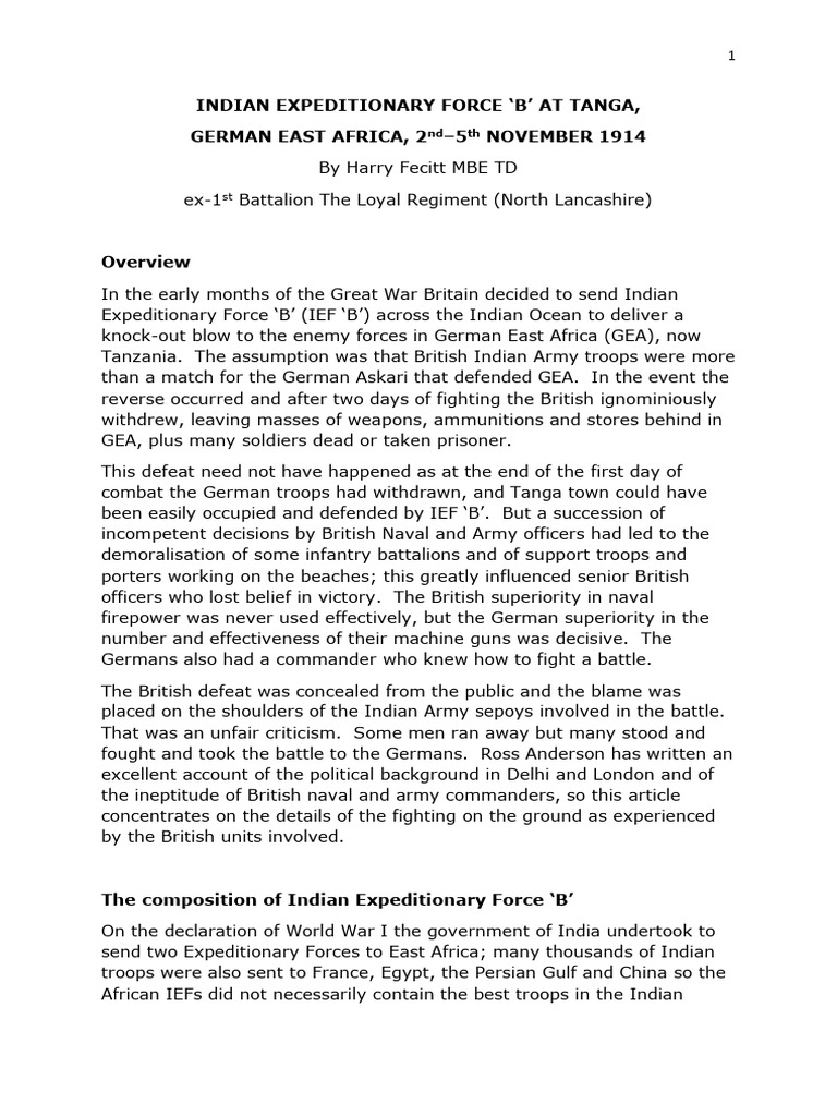 Ief B at Tanga | PDF | Military Science | Military Units And Formations