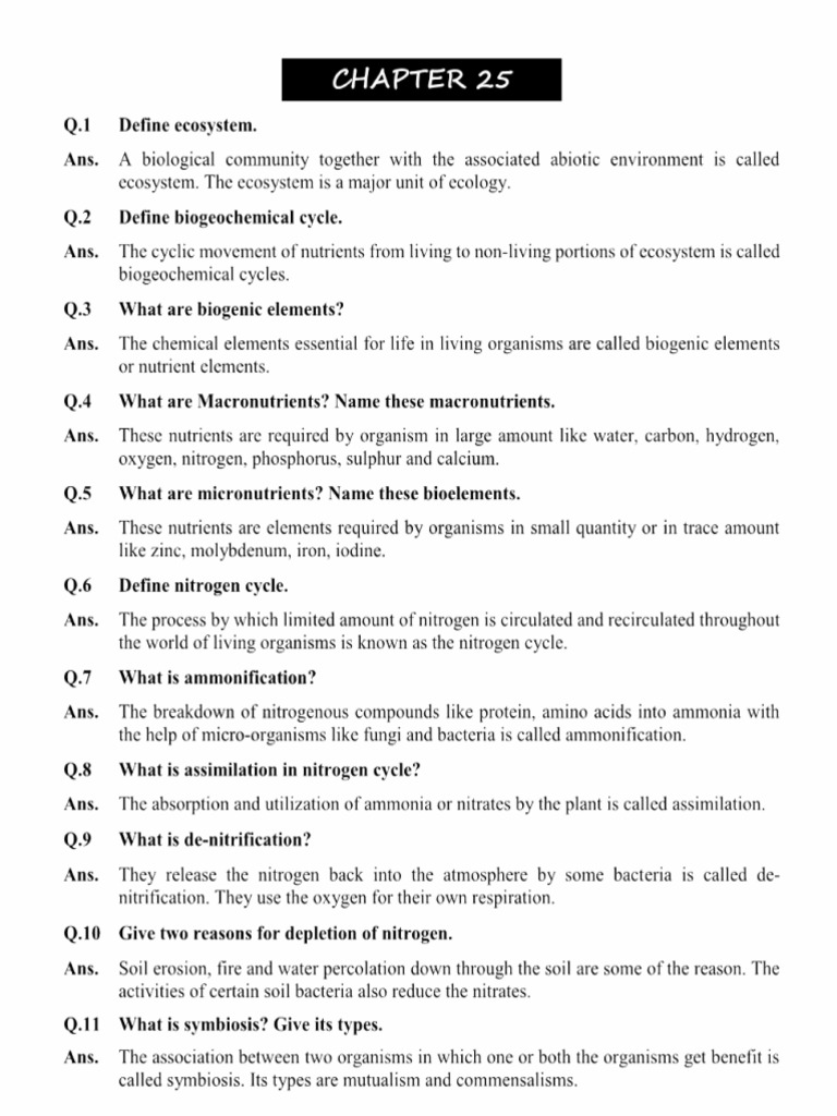 Chapter 25 Biology Notes 12th Class Short | PDF