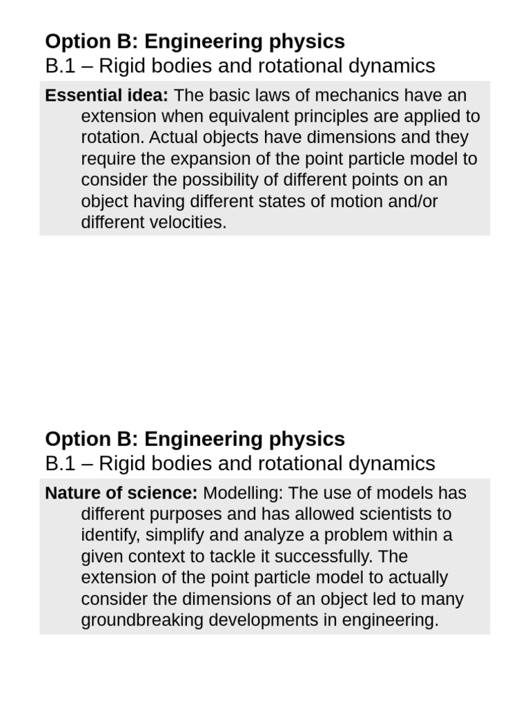 Topic B1 Engineering Physics | PDF | Rotation Around A Fixed Axis | Torque