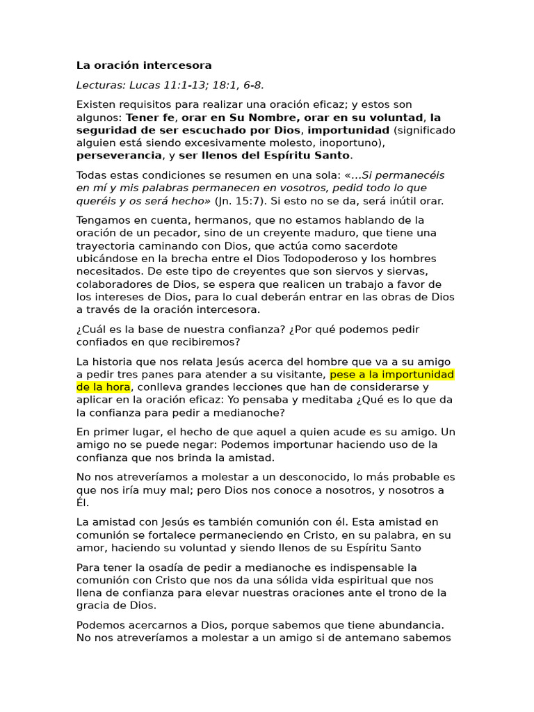 La Oración Intercesora Es La Oración Por Excelencia Del Sumo Sacerdote ...