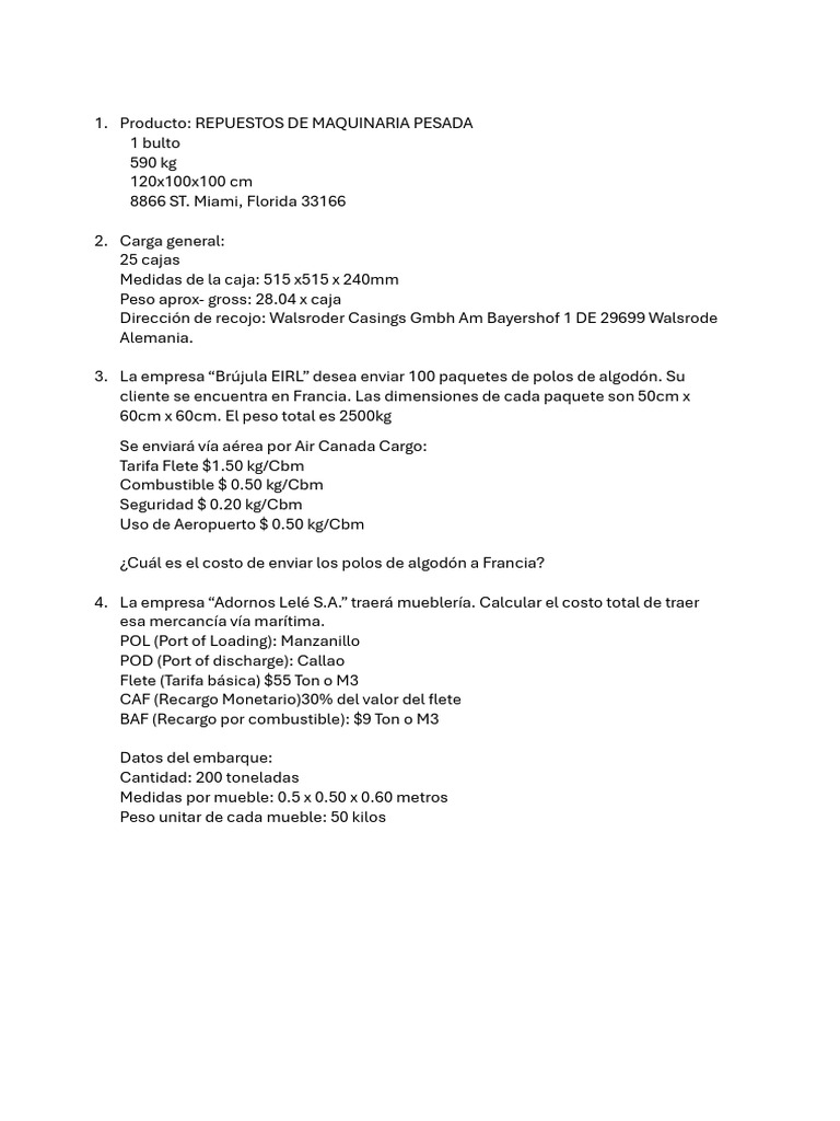 Cubicaje - Ejercicios | PDF