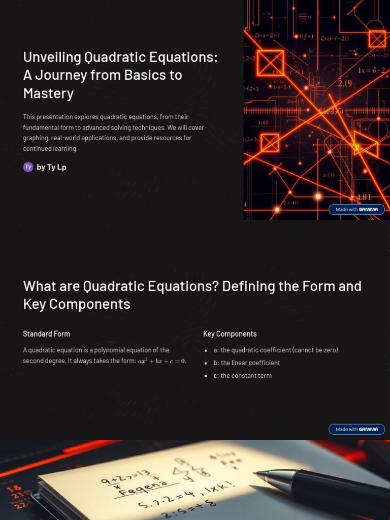 Unveiling Quadratic Equations A Journey From Basics To Mastery | PDF | Quadratic Equation ...