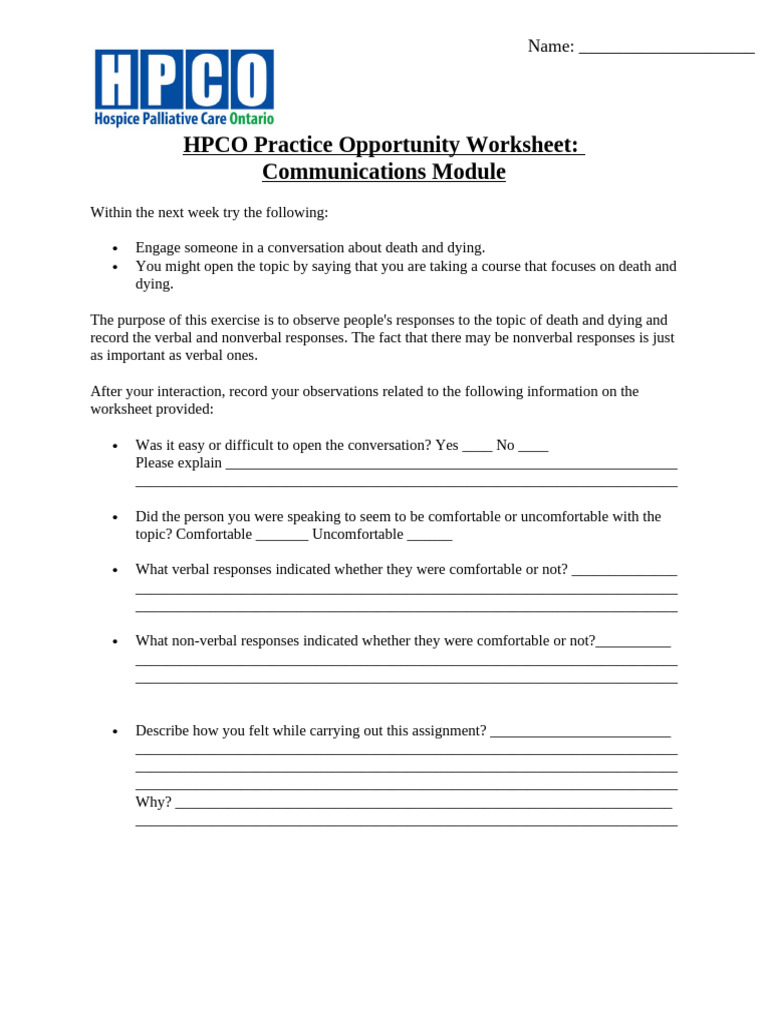 PracticeOpportunityWorksheet1 Communication Skills | PDF