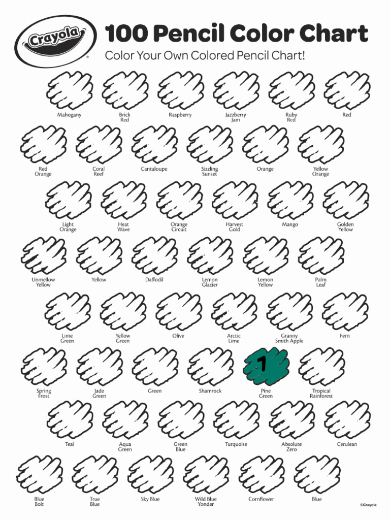 Pencil Color Chart Coloring Page | PDF