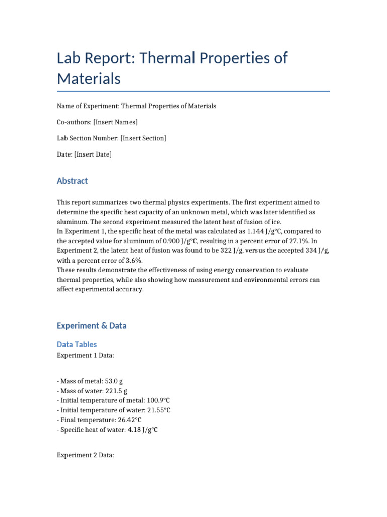 Lab Report Guideline Based | PDF | Heat | Latent Heat