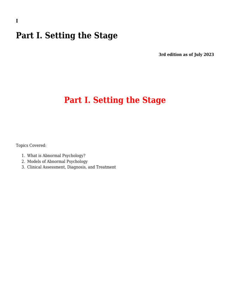 Part 1 - Fundamentals of Psychological Disorders | PDF | Mental ...