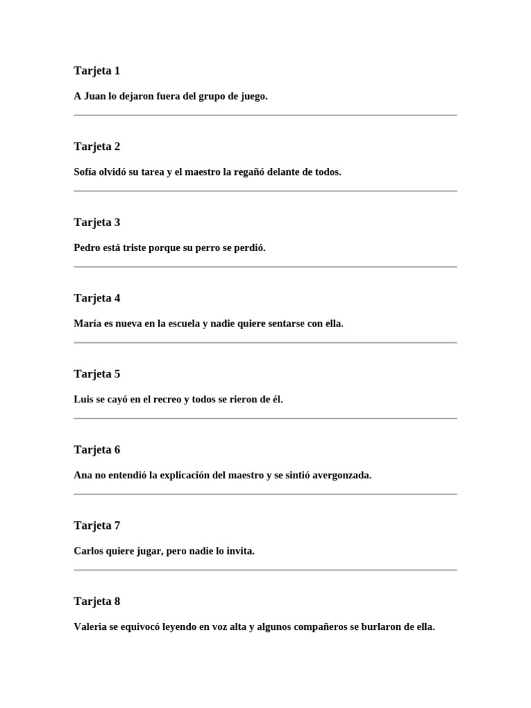 Tarjetas de Respeto y Empatía | PDF