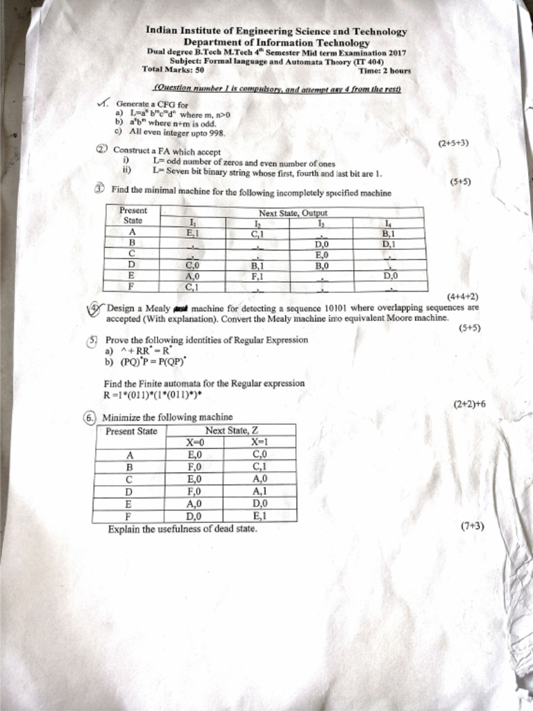 4th Sem QPs (2017) | PDF