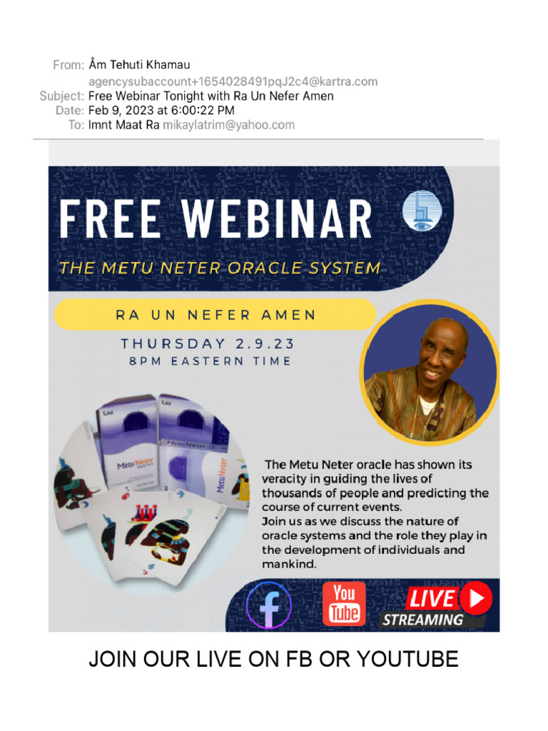 Free Webinar Tonight With Ra Un Nefer Amen | PDF