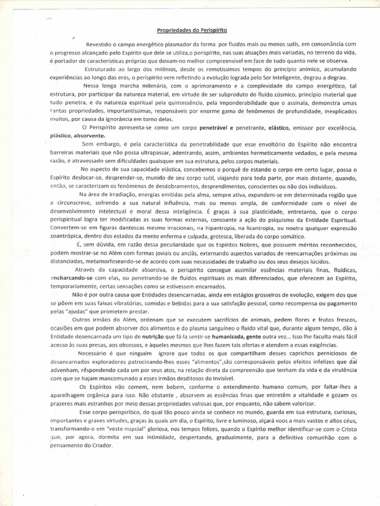 Perispírito, Propriedades | PDF