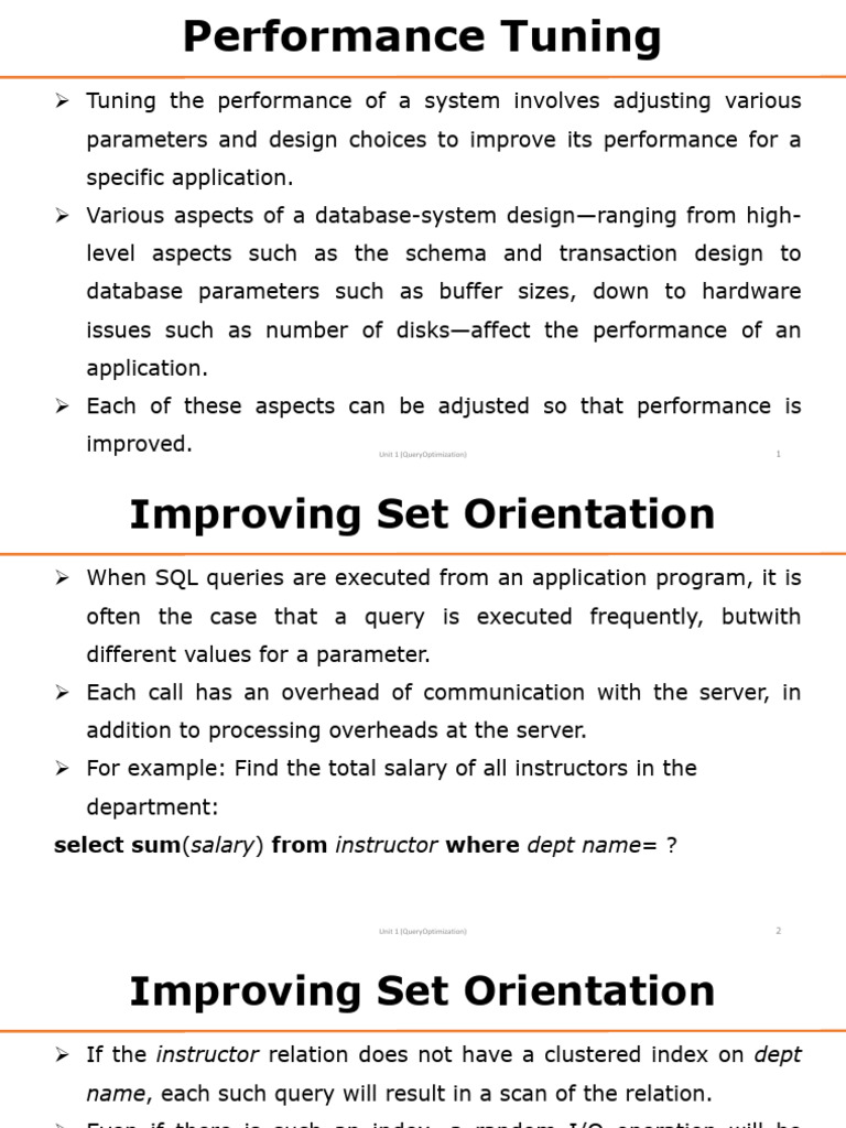 Unit 1 (Performance Tuning) | PDF | Databases | Database Index