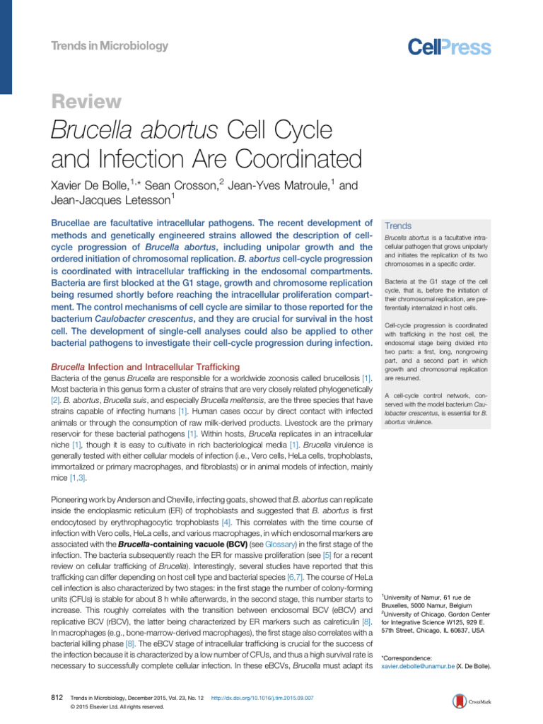1 s2.0 S0966842X15002255 Main | PDF | Bacteria | Cell Cycle