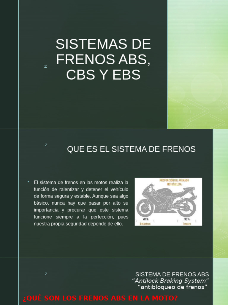 Sistemas de Frenos Abs, Cbs y Ebs | PDF | Sistema de freno antibloqueo | Vehículo de motor