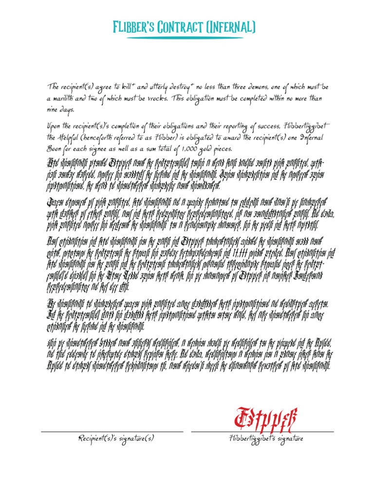 Flibbers Contract Infernal | PDF
