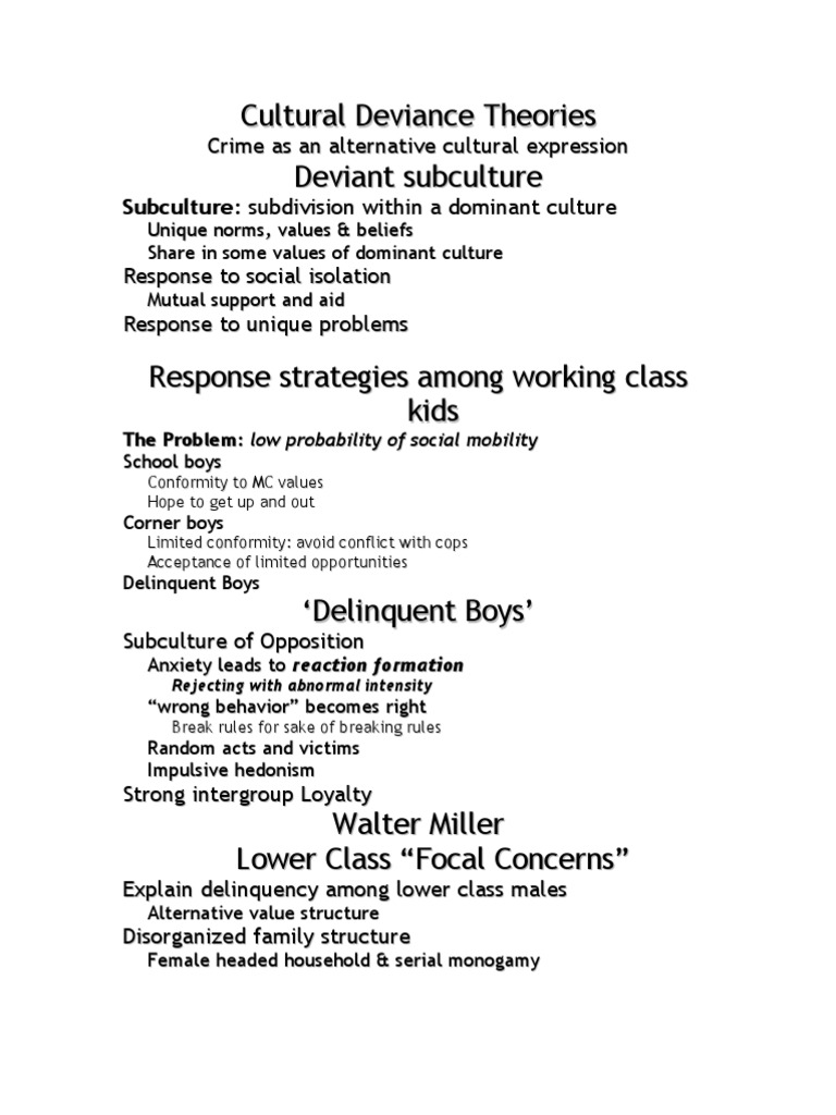 Cultural Deviance Theories | PDF