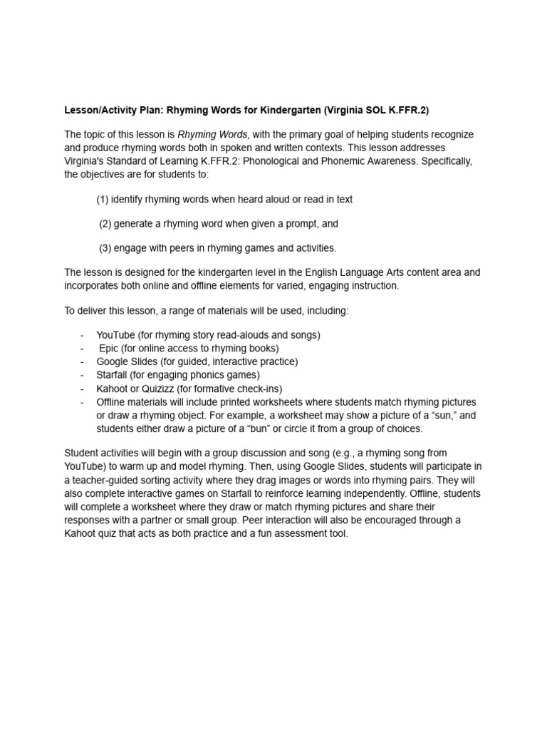 Lesson Plan Narrative | PDF