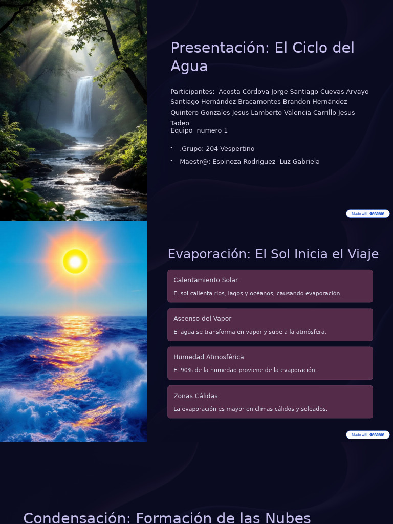 Presentacion El Ciclo Del Agua | PDF | Agua | Vapor de agua