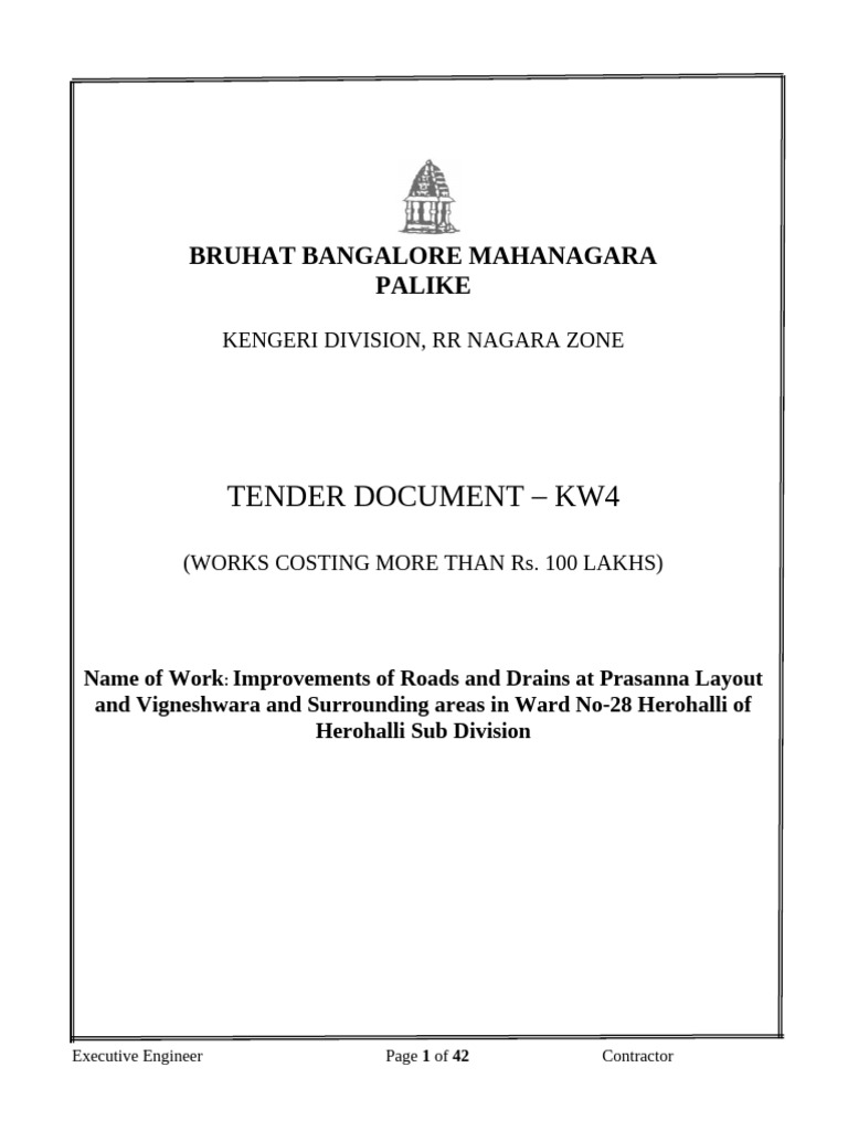 KW4 Tender for Road Improvements | PDF | Prices | Money