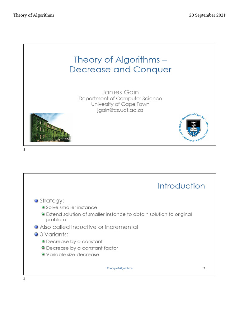 TOA4 Decrease and Conquer | PDF | Theoretical Computer Science | Mathematics