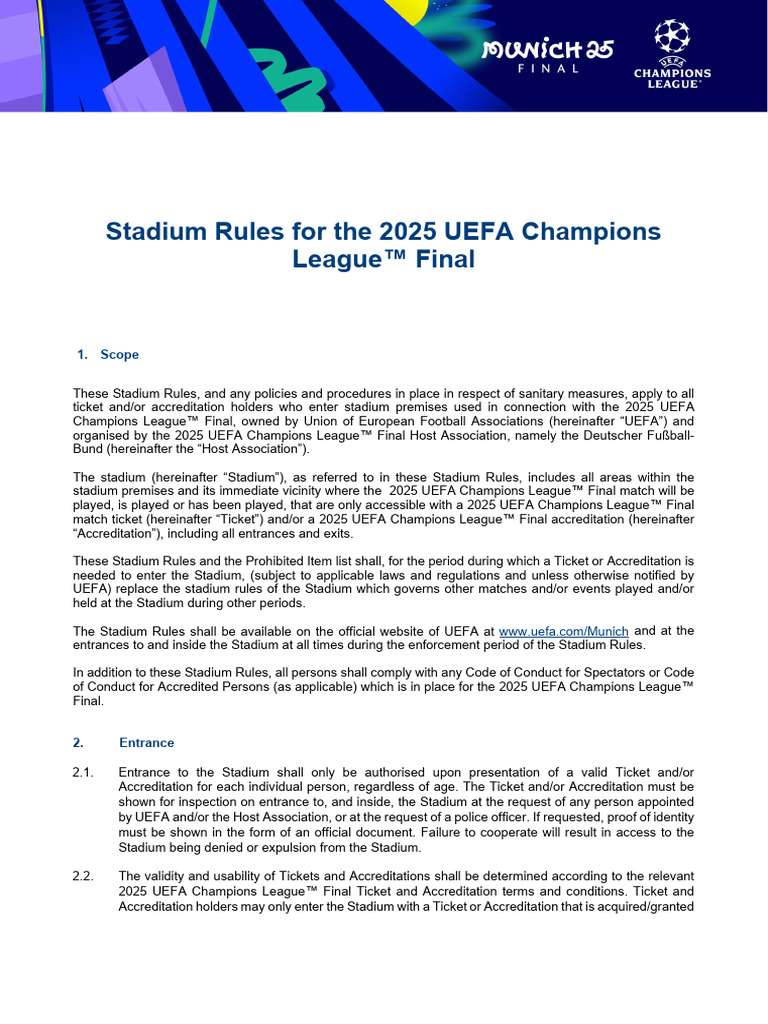 Uclf 2025 Stadium Rules en | PDF