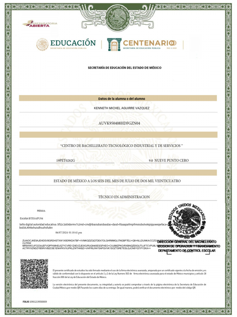 Certificado de Educación de Kenneth Michel | PDF