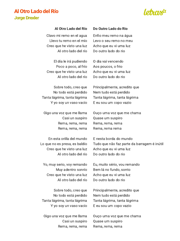 Al Otro Lado Del Río (Tradução) - Jorge Drexler (Impressão) | PDF