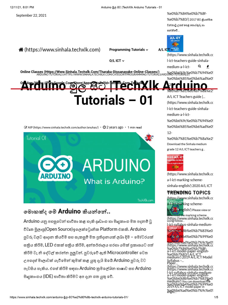 01 - Arduino - TechXlk Arduino Tutorials - 01 | PDF