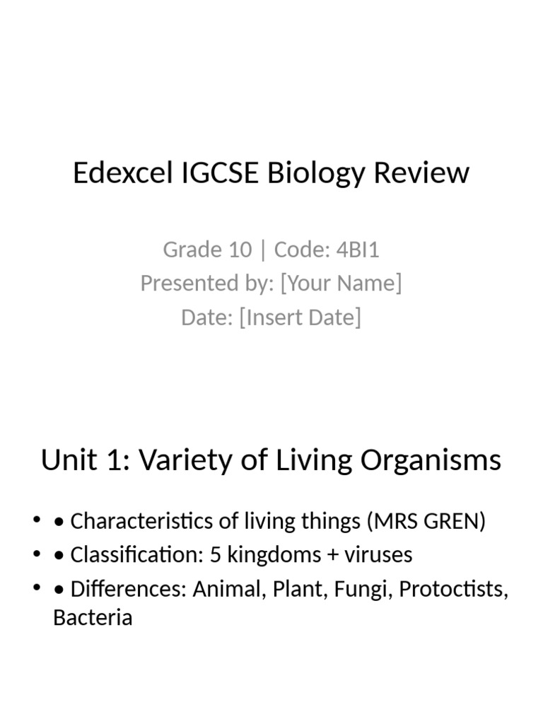 Edexcel IGCSE Biology Review Presentation | PDF