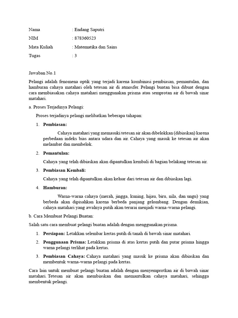 Tugas 3 - Matematika Dan Sains - Endang Saputri | PDF