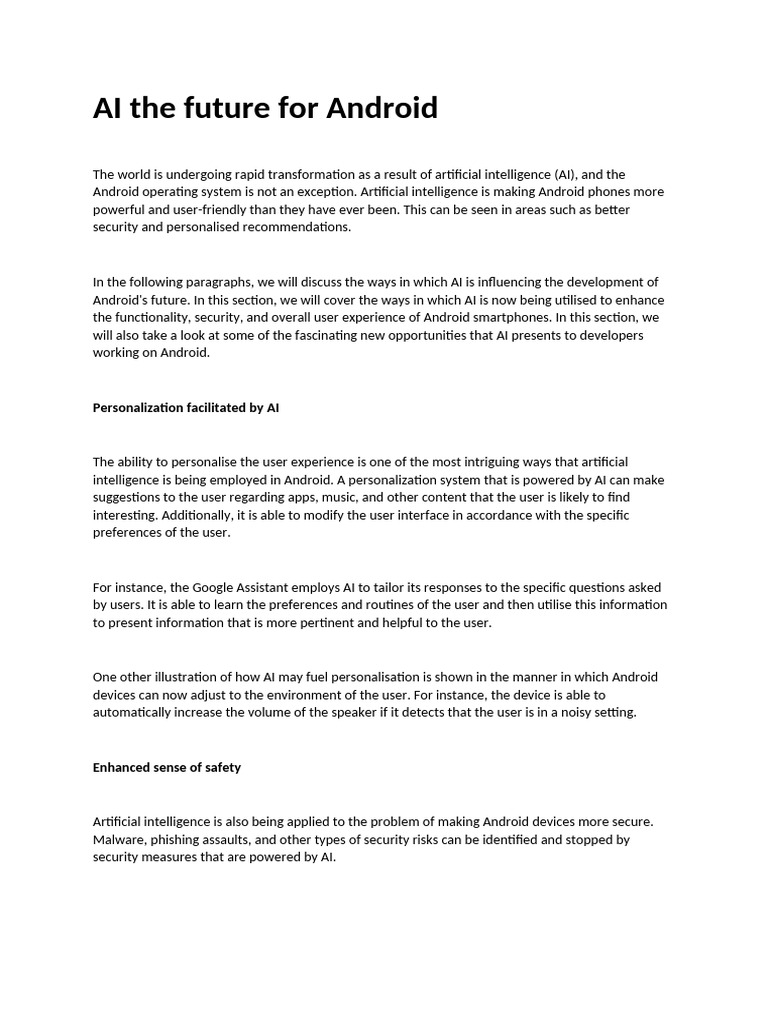 AI The Future For Android | PDF | Android (Operating System) | Google Play
