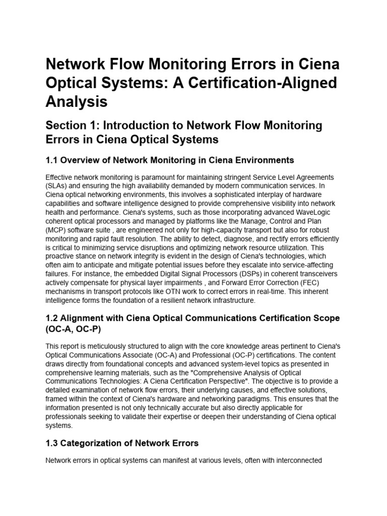 Ciena Network Flow Error Analysis | PDF | Dispersion (Optics) | Optical Fiber