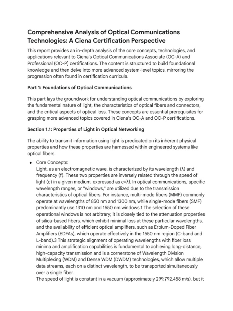 Ciena Optical Communications Research | PDF | Optical Fiber ...