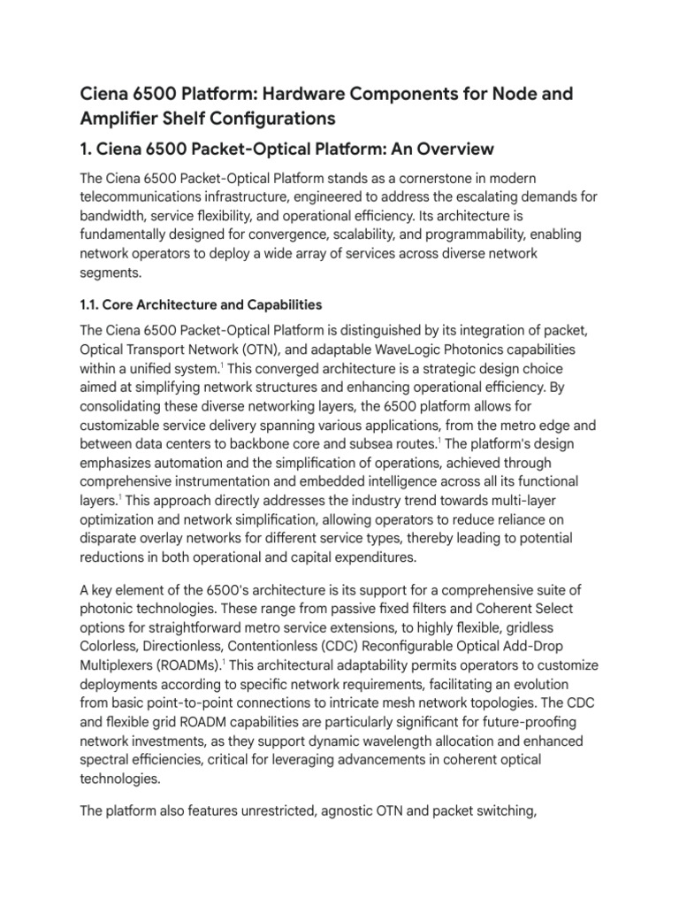 Ciena 6500 Hardware Components Research | PDF | Computer Network | Wavelength Division Multiplexing