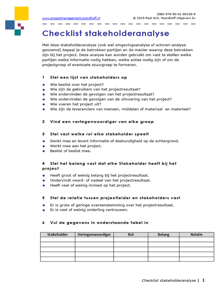 Checklist Stakeholderanalyse | PDF