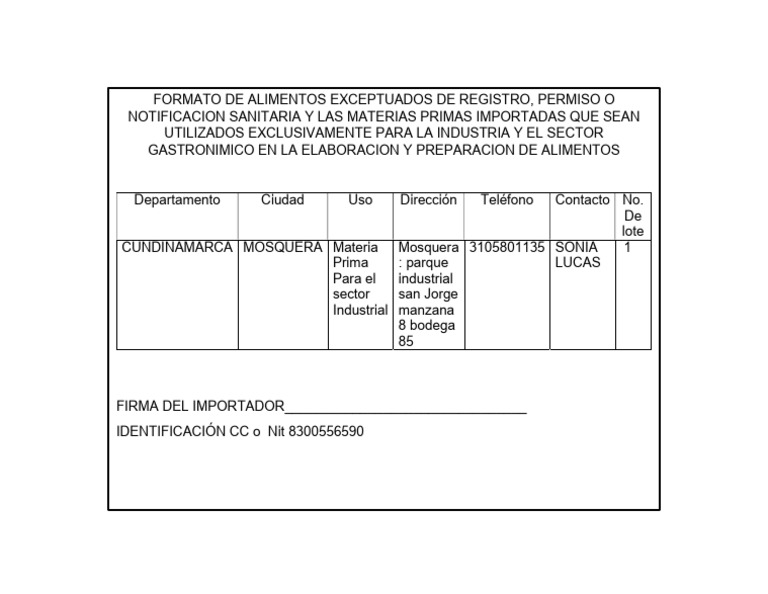 FORMATO INVIMA | PDF