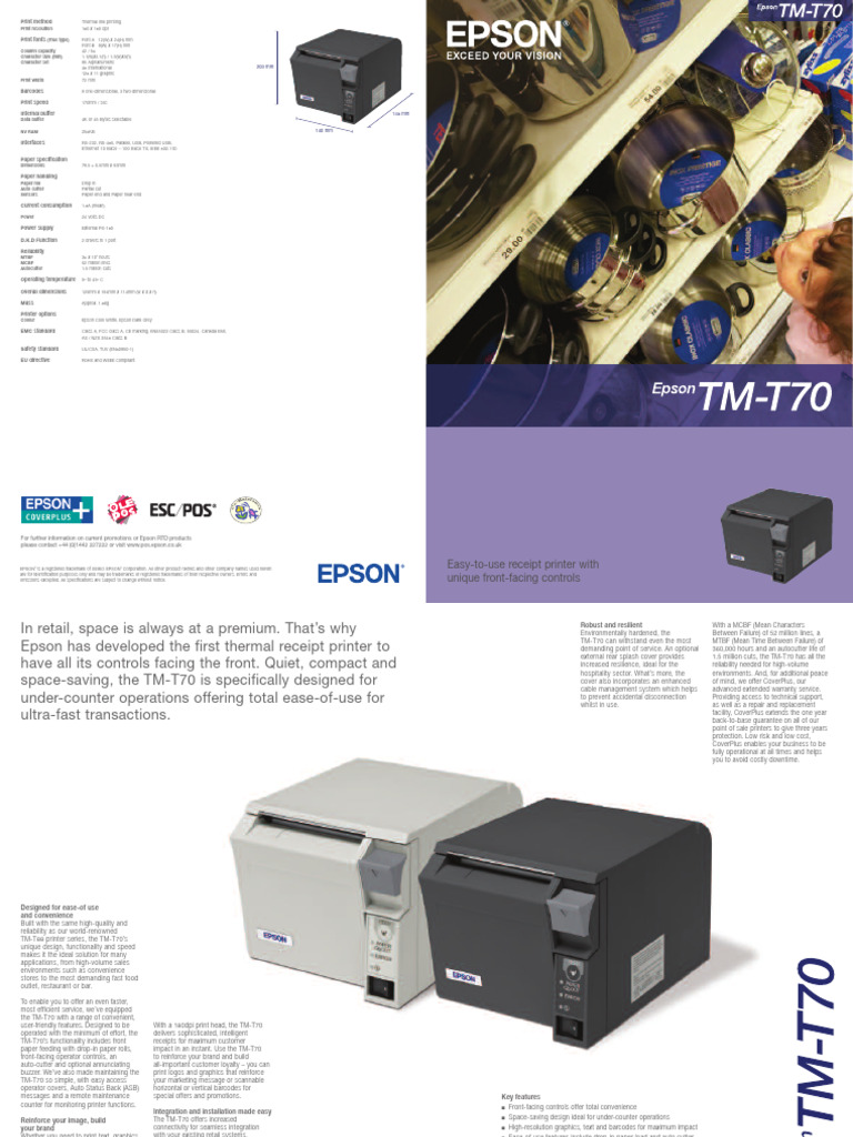 Epson TM T70 Serie Brochures 1 | PDF | Printer (Computing) | Computing