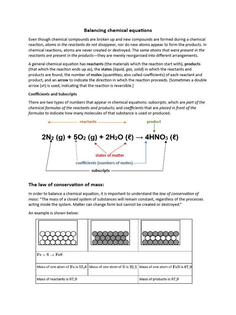 How to Balance Chemical Equations | PDF | Chemical Reactions | Chemical ...