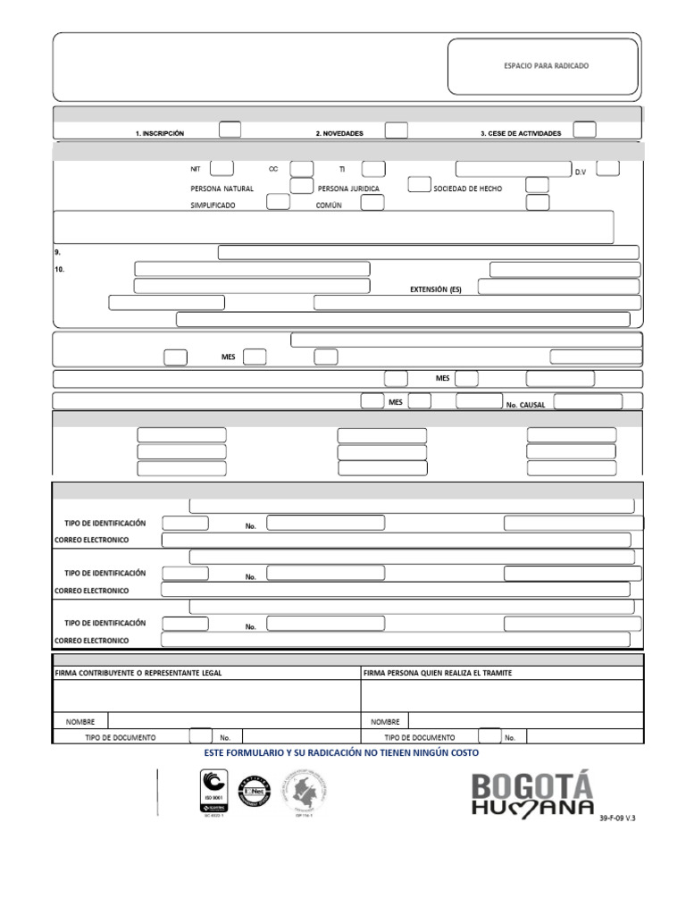 Contribuyente: TI D.V Persona Natural Persona Juridica Simplificado Común Sociedad de Hecho ...
