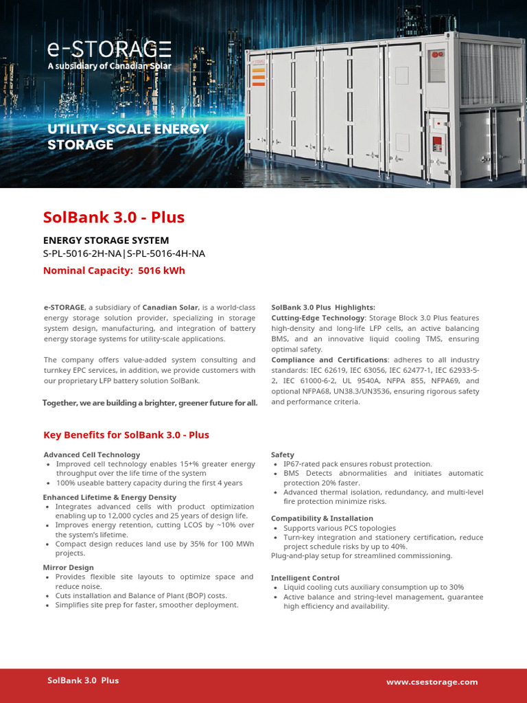 SolBank 3.0 Plus Energy Storage Overview | PDF | Electrical Engineering ...