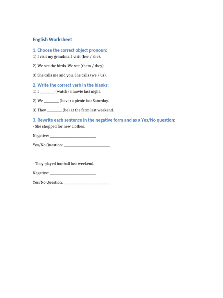 English Worksheet | PDF