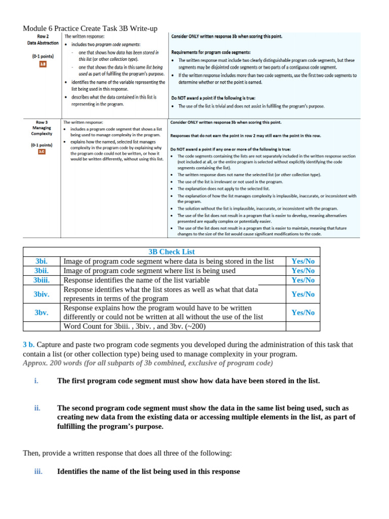 3B Check List 3bi. Yes/No 3bii. Yes/No 3biii. Yes/No 3biv. Yes/No 3bv. Yes/No | PDF