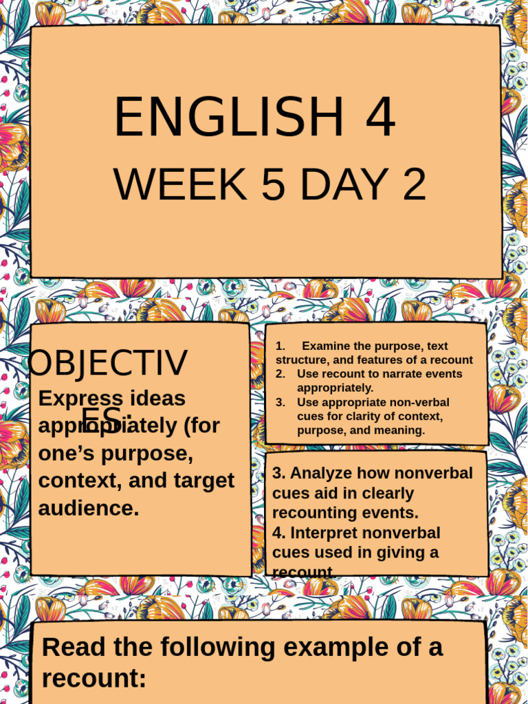 q4 English 4 Week 5 Day 2 | PDF | Nonverbal Communication | Human ...